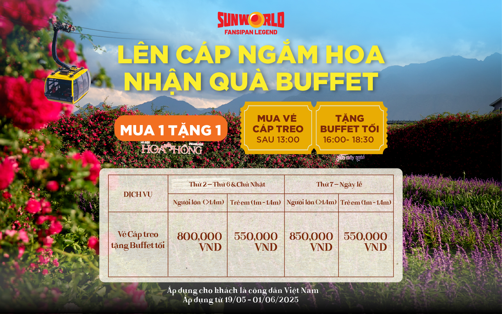 Sun World Fansipan Legend tung ưu đãi cáp treo và buffet tối chỉ từ 800k, dành riêng cho du ...